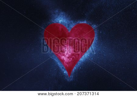 Playing Card. Heart Symbol. Abstract Night Sky Background image & stock ...