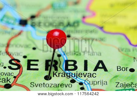 Kragujevac pinned on a map of Serbia - Stock Image - Everypixel