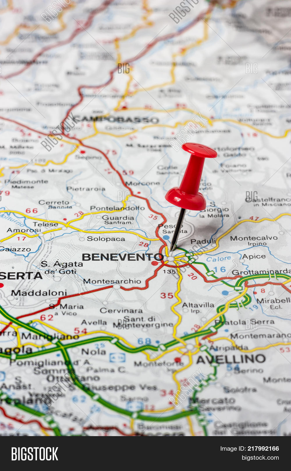 Road Map Of The City Of Benevento Italy image & stock photo. 217992166