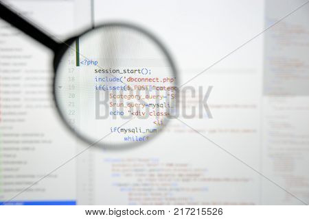 Real Java Script Code Developing Screen. Programing Workflow Abstract ...