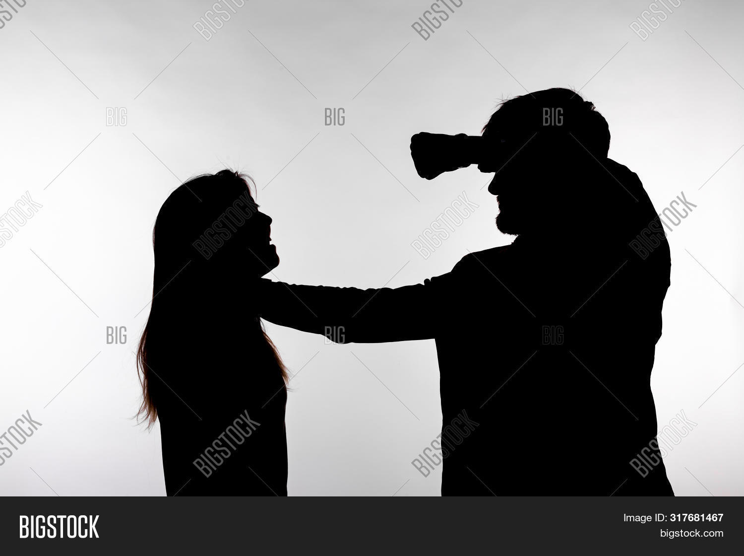 Domestic Violence And Abuse Concept - Silhouette Of Man Beating ...