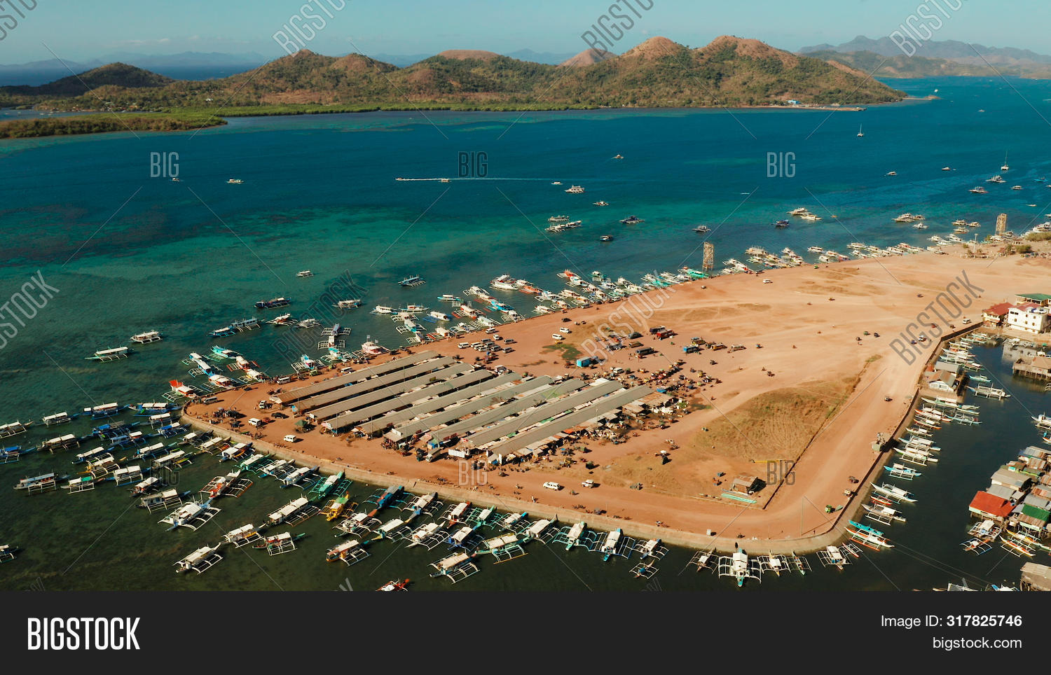Aerial View Coron City, Tourist Destination In The Philippines.pier And ...