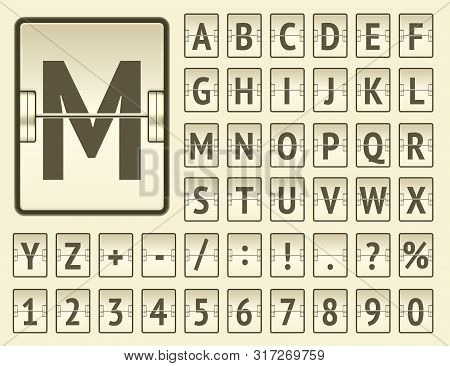Vector Airport Flip Scoreboard Alphabet Font With Numbers To Display ...
