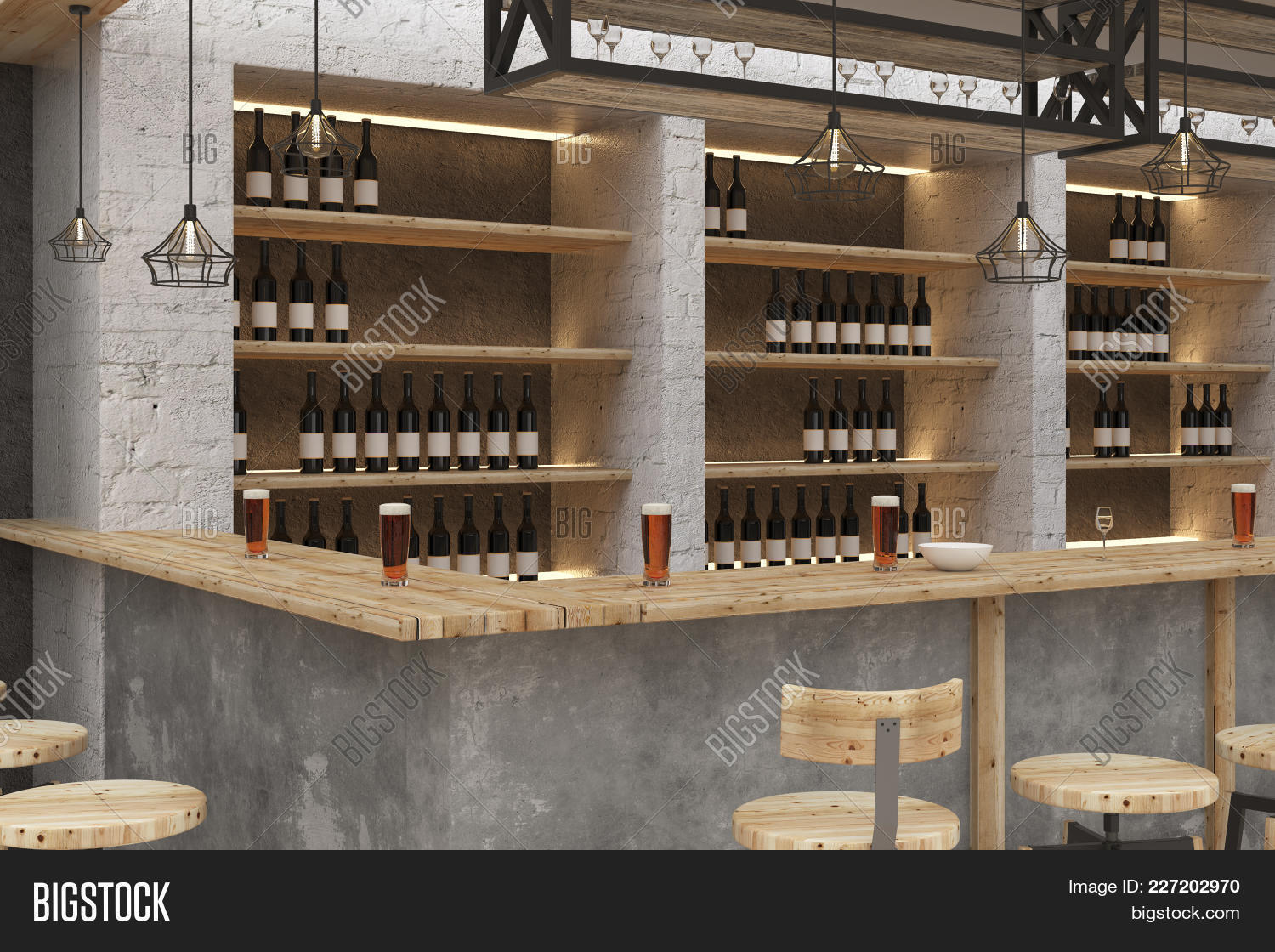 Contemporary Bar Or Pub Interior. Design And Lifestyle Concept. 3d ...