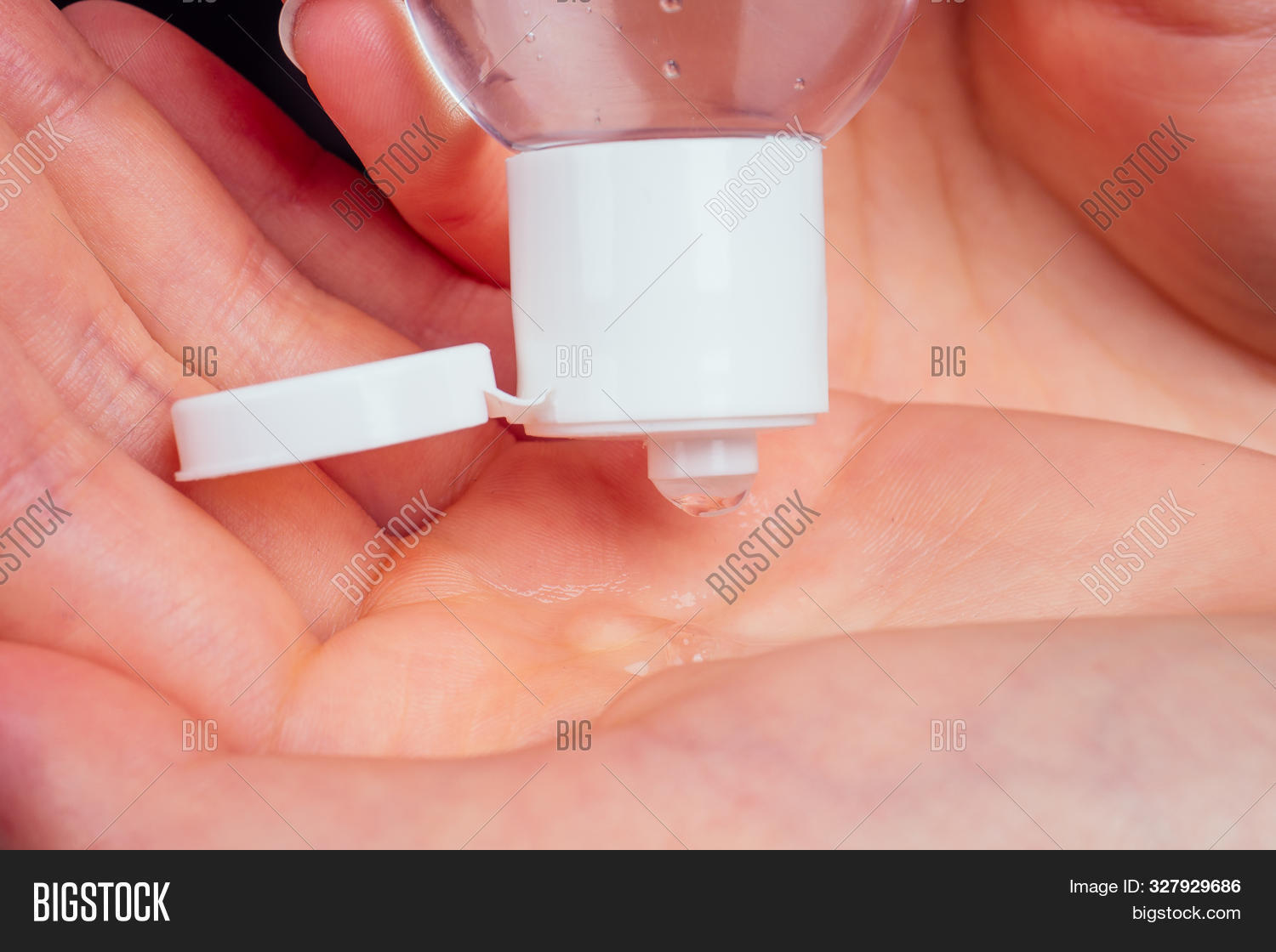 Human Hands Use A Gel, Disinfectant, Antiseptic In A Bubble, Jar On A ...
