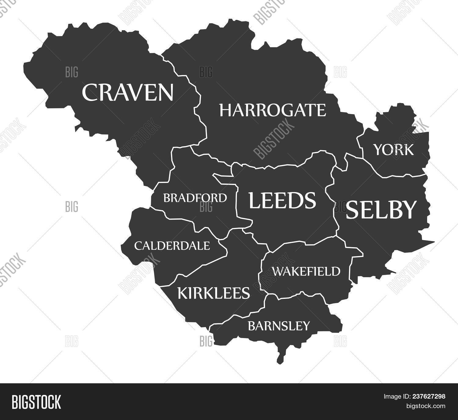 Leeds City Map England Uk Labelled Black Illustration image & stock ...