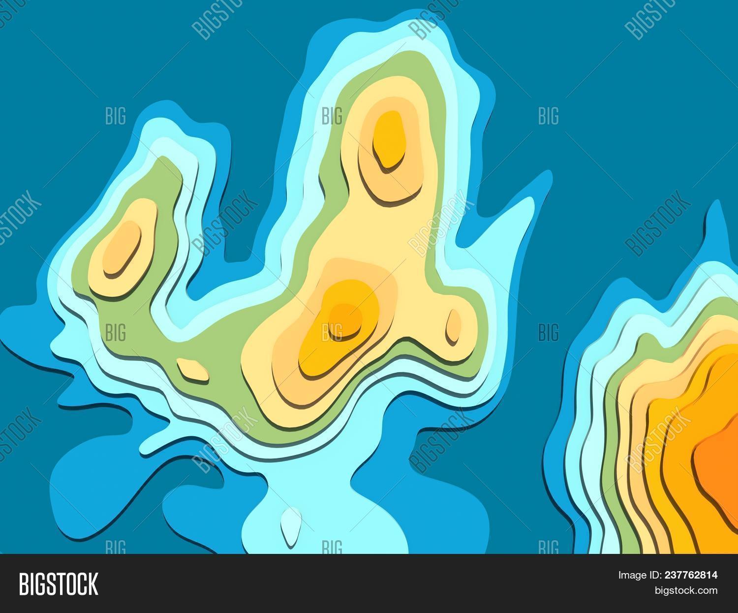 3d Digital Conceptual High-altitude Topographic Map. Sea, Peninsula ...