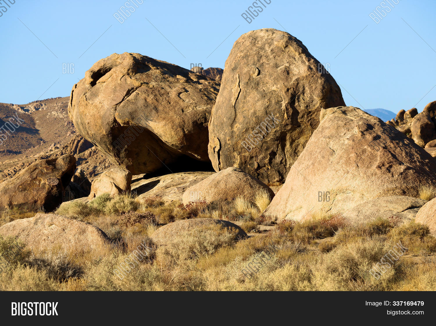 Large Rocks And Boulders On An Arid Desert Plain Taken In The Rural ...