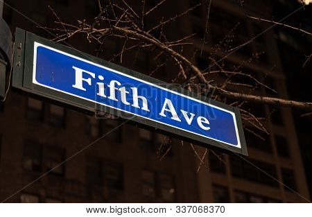Fifth Avenue Sign In Midtown Manhattan, Nyc image & stock photo. 337068370