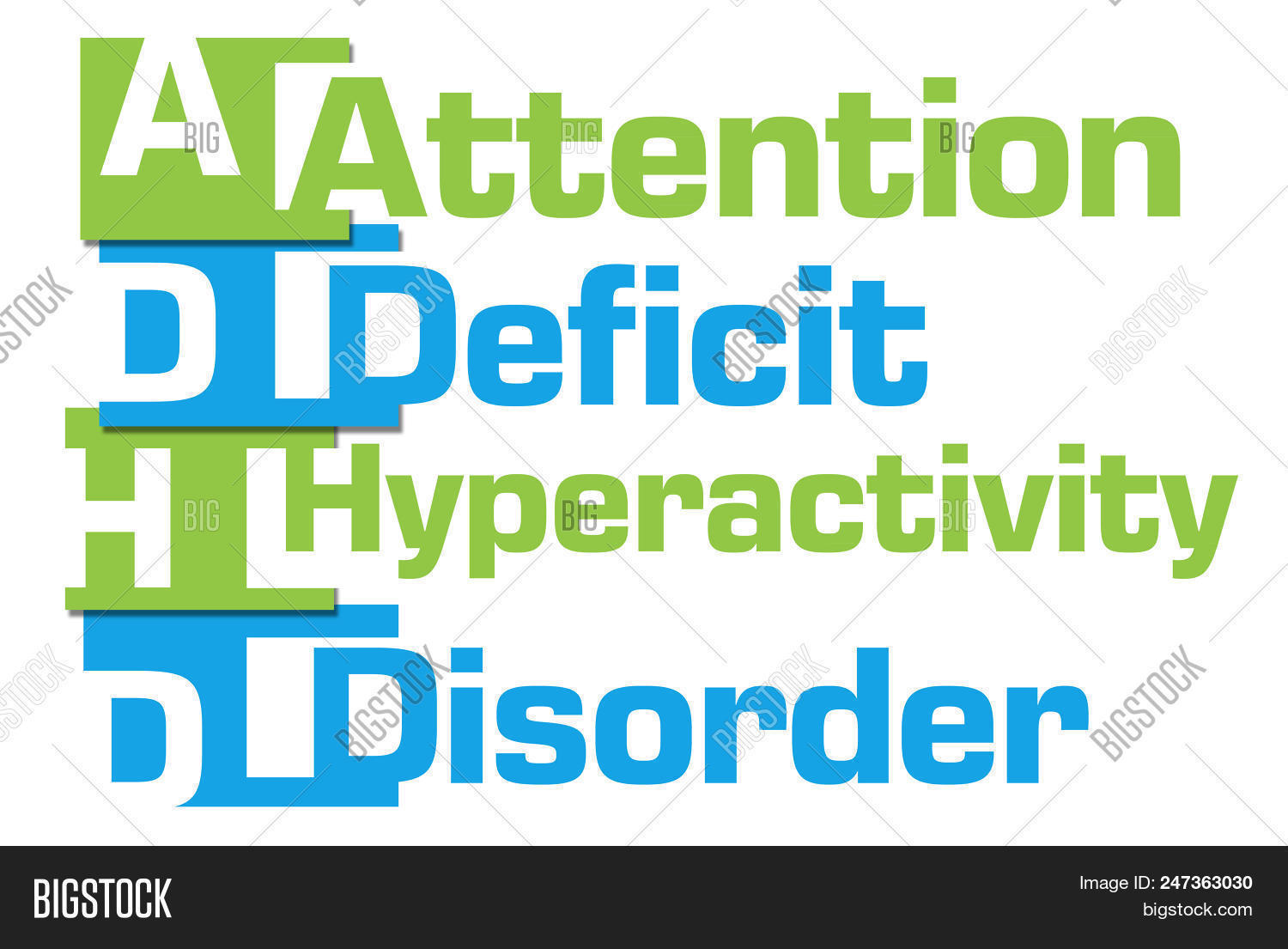 Adhd - Attention Deficit Hyperactivity Disorder Text Written Over Blue ...