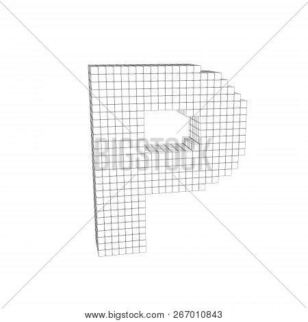 3d Pixelated Capital Letter P. Isolated On White Background.vector ...