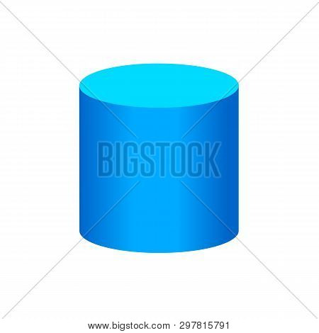 Blue Cylinder Basic Simple 3d Shapes Isolated On White Background ...