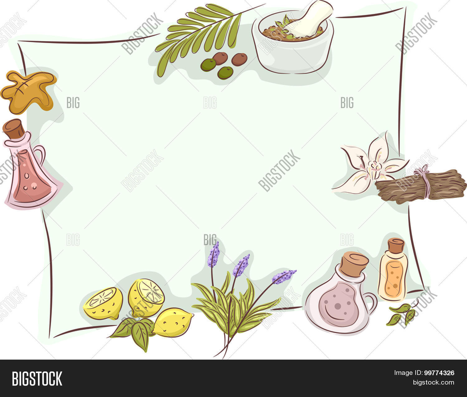 Frame Illustration Featuring Different Types of Herbal Plants image ...