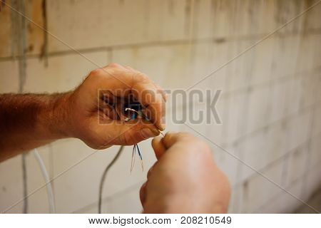 Electrician Holding Portable Appliance Test Failure Due To Damaged ...