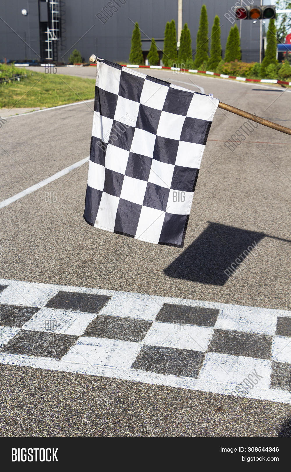 The Finish Line And Checkered Flag Racing. Finish The Race image ...