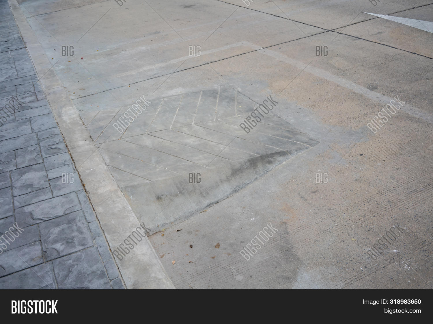 Ramped Access, Using Wheelchair Ramp For Disabled People. Concrete Ramp ...