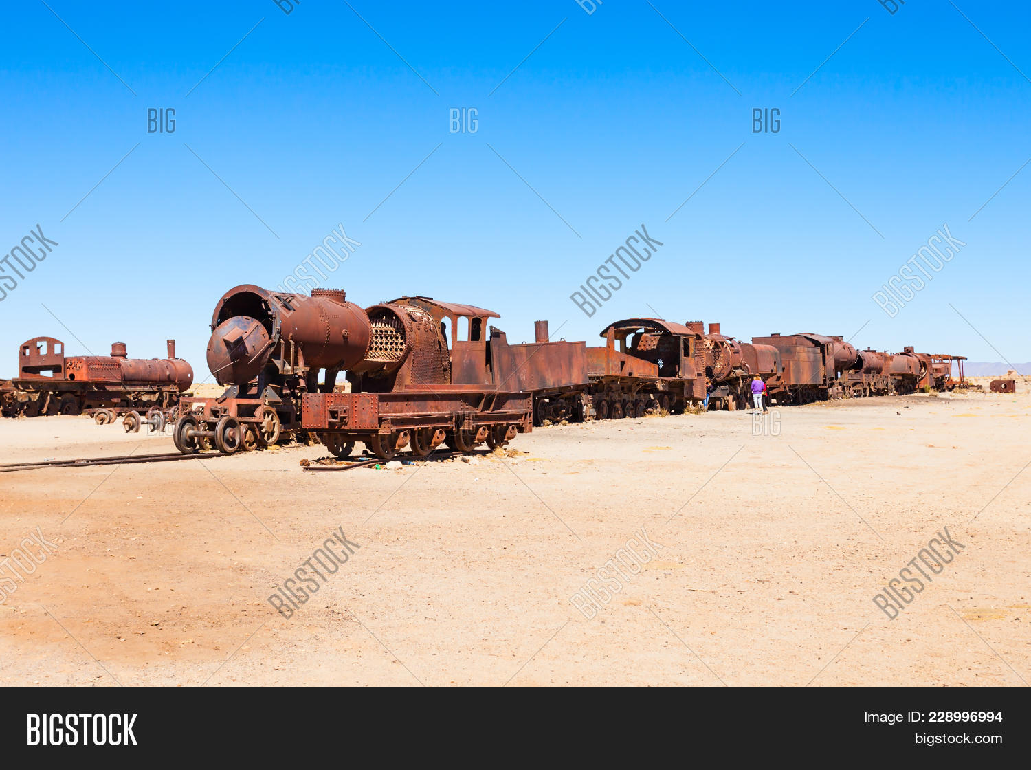 Rusty Old Steam Train At The Train Cemetery, Salar De Uyuni, Bolivia ...
