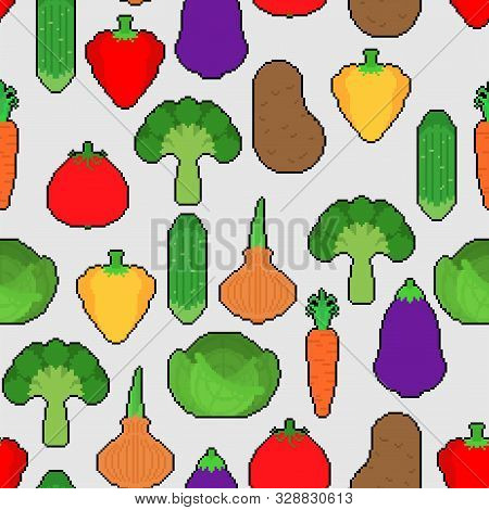Vegetables Pixel Art Pattern Seamless. 8 Bit Vegetable Background ...