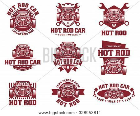 Hot Rod Car Logo, Hotrod Vector Emblem, Vector Hot Rod Car Logo Design ...