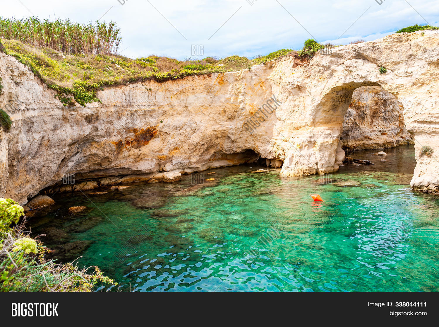 Torre Sant Andrea Beach With Its Soft Calcareous Rocks And Cliffs, Sea ...