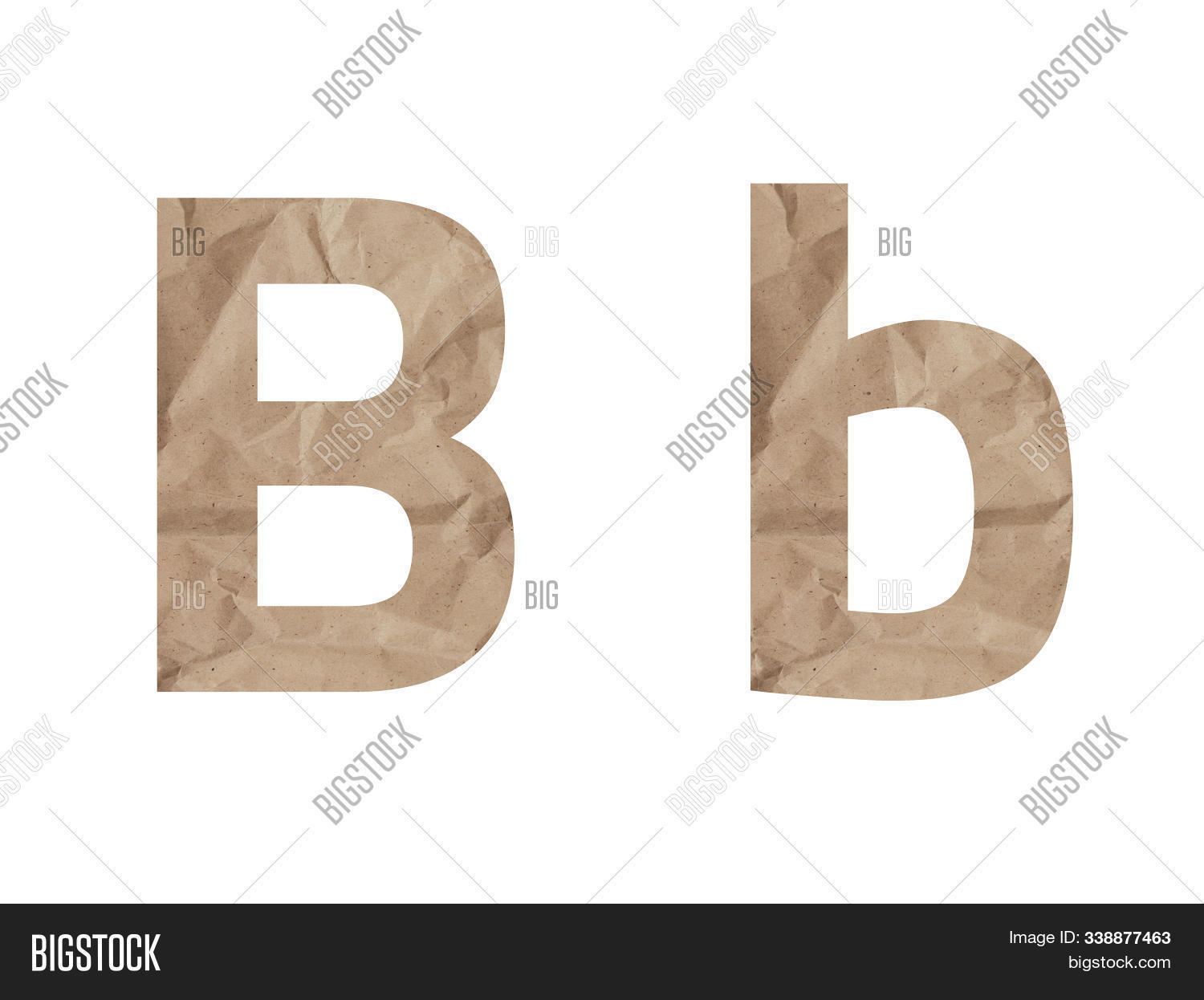 Letter B Font Alphabet Lettring Isolated. Crumpled Wrapping Paper ...