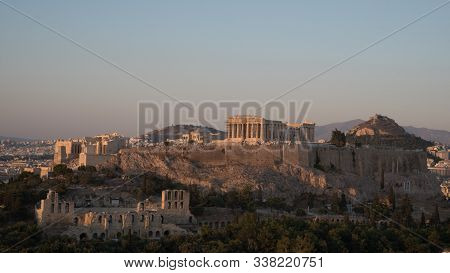 The Parthenon , Propylaea, Acropolis With Herodes Theater In The Foreground image & stock photo ...