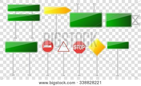 Set Of Road Signs Isolated On Transparent Background.blank Street Traffic And Road Signs Vector ...