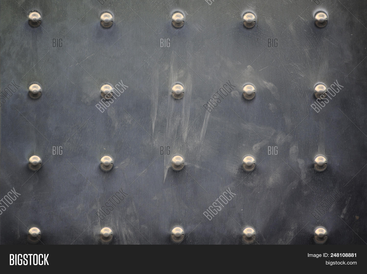 Rivets On A Metal Clinched Veneer. Frame Background And Empty Copy ...