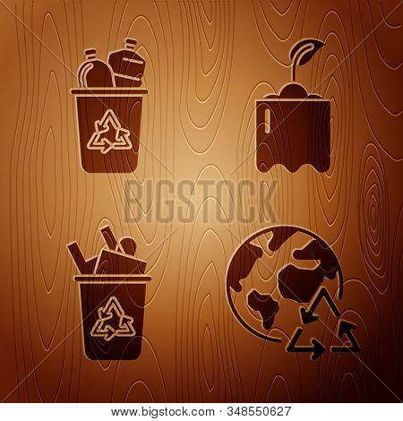 Set Planet Earth And A Recycling, Recycle Bin With Recycle Symbol, Recycle Bin With Recycle ...