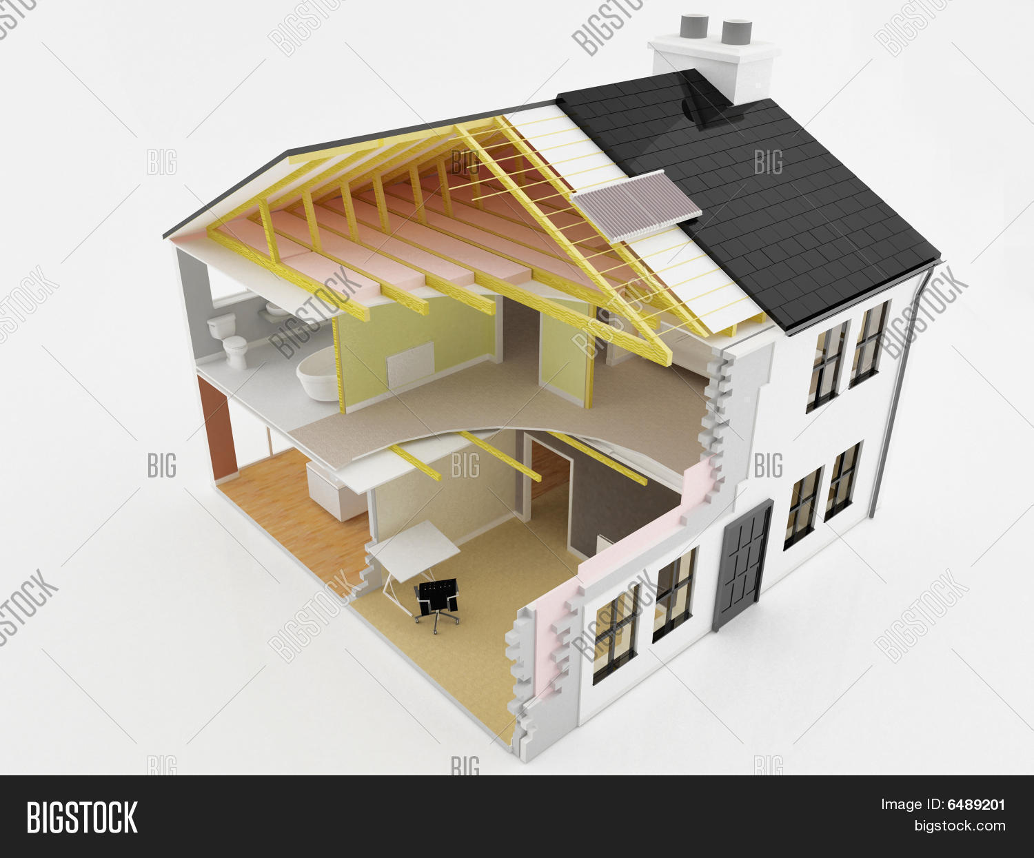 Cross Section View Of An Energy Efficient New Home image & stock photo ...