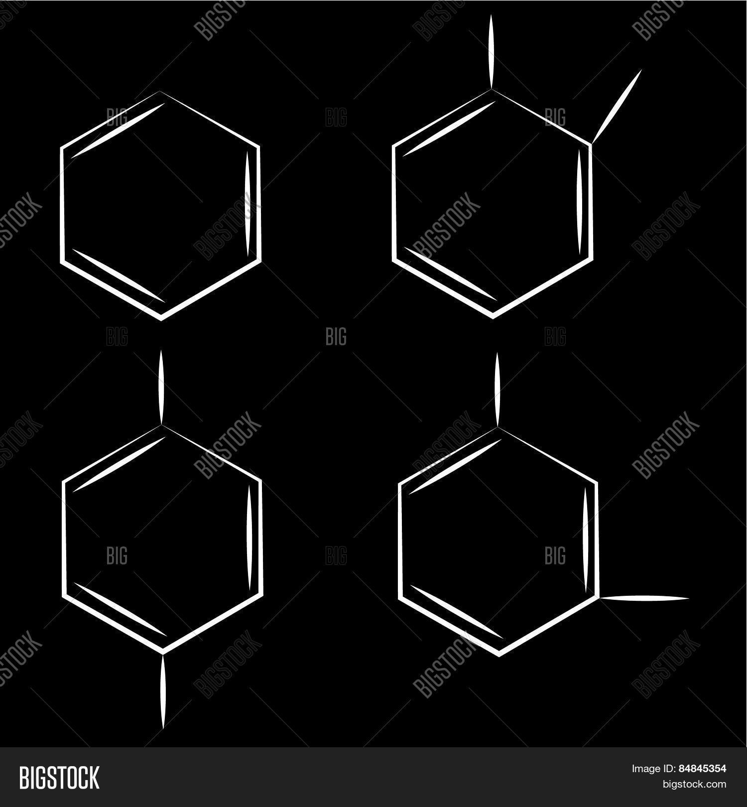 Molecule benzene ortho meta couple standing black background image ...