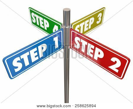Steps 1 2 3 4 Instructions How To Procedure Signs 3d Illustration image ...