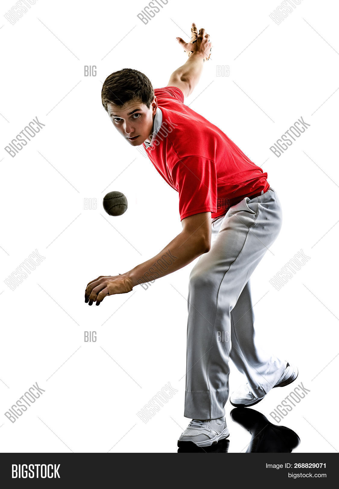one caucasian Jai alai player man isolated on white background ...