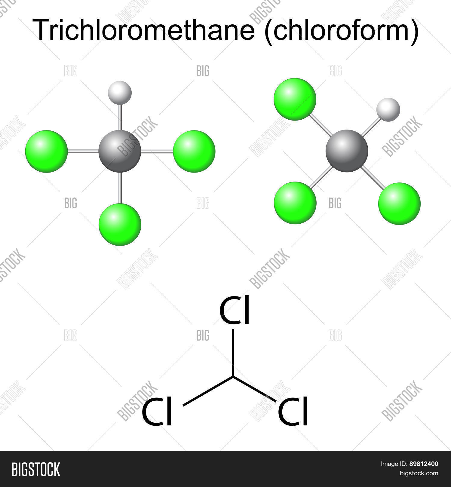 Structural Chemical Formula And Model Of Chloroform Molecule image ...