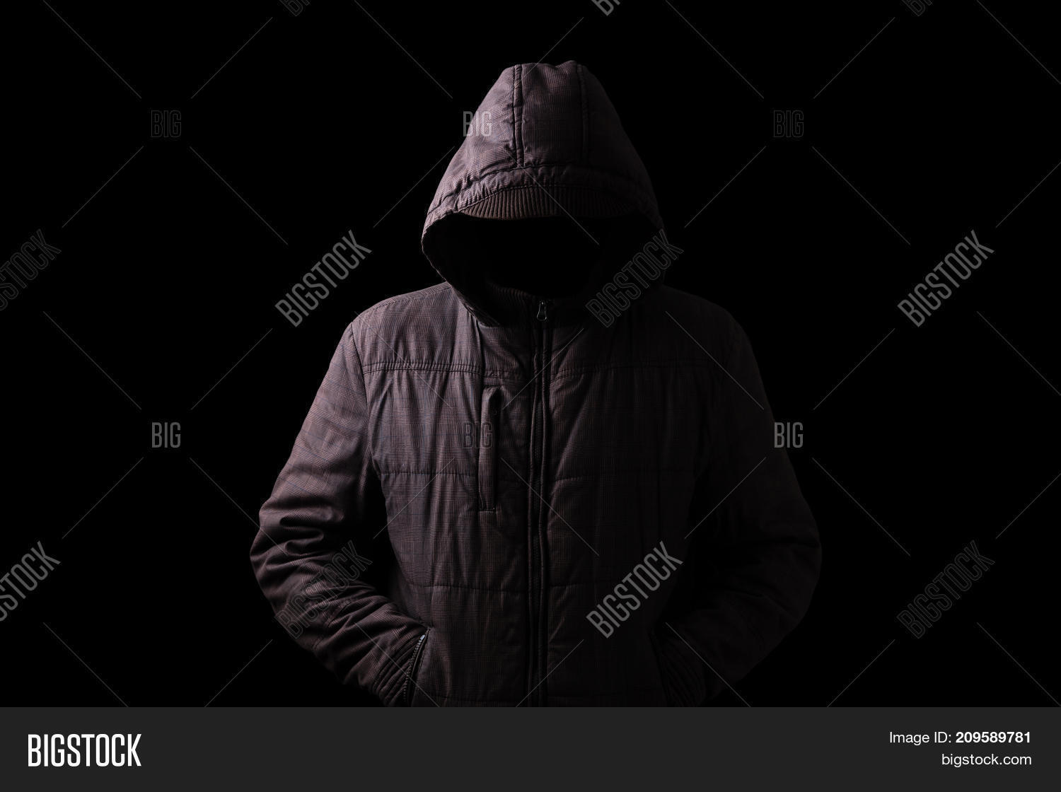 Scary and creepy man hiding in the shadows, with the face and identity ...