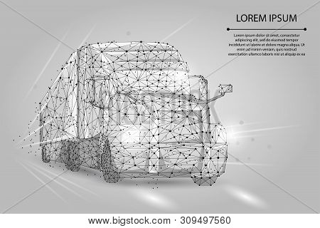 Abstract Image Of A Truck Consisting Of Points, Lines, And Shapes. 3d ...