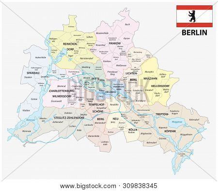 Berlin Administrative And Political Map With Flag image & stock photo ...
