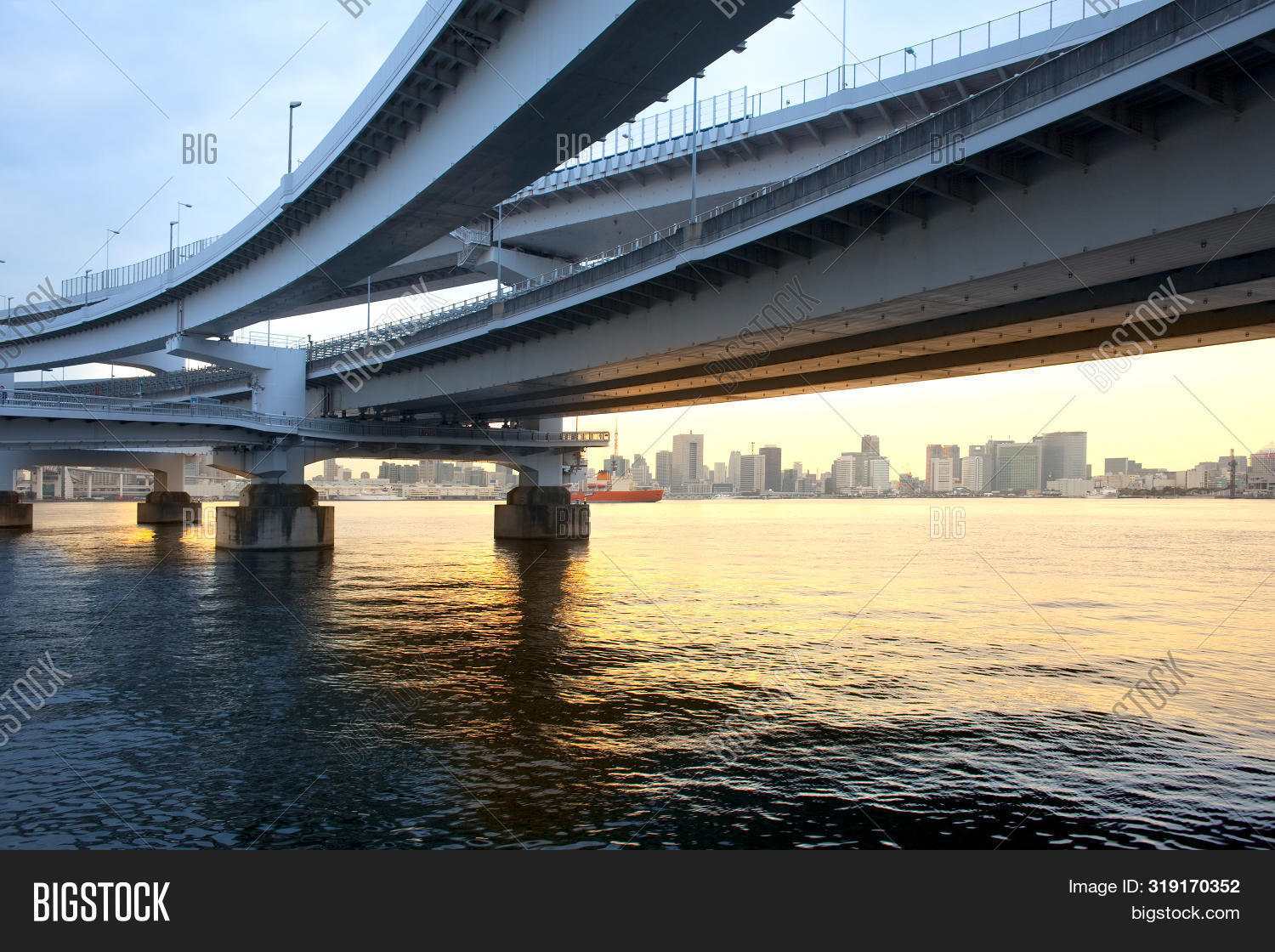 Access Ramp To Rainbow Bridge, Odaiba, Tokyo, Kanto Region, Honshu ...