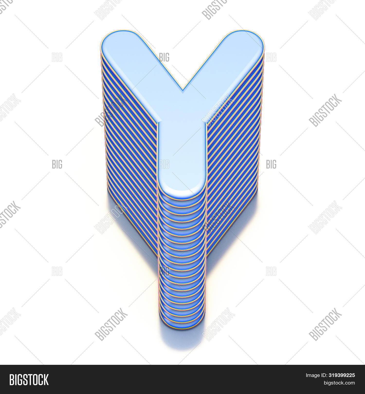 Blue Extruded Font Letter Y 3d Render Illustration Isolated On White ...