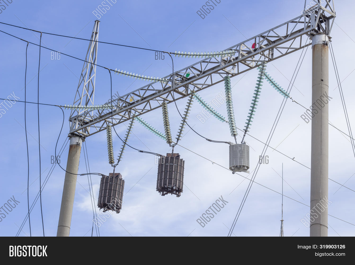 Power Tower. High Voltage Lines And Power Pylons. City Power Substation ...