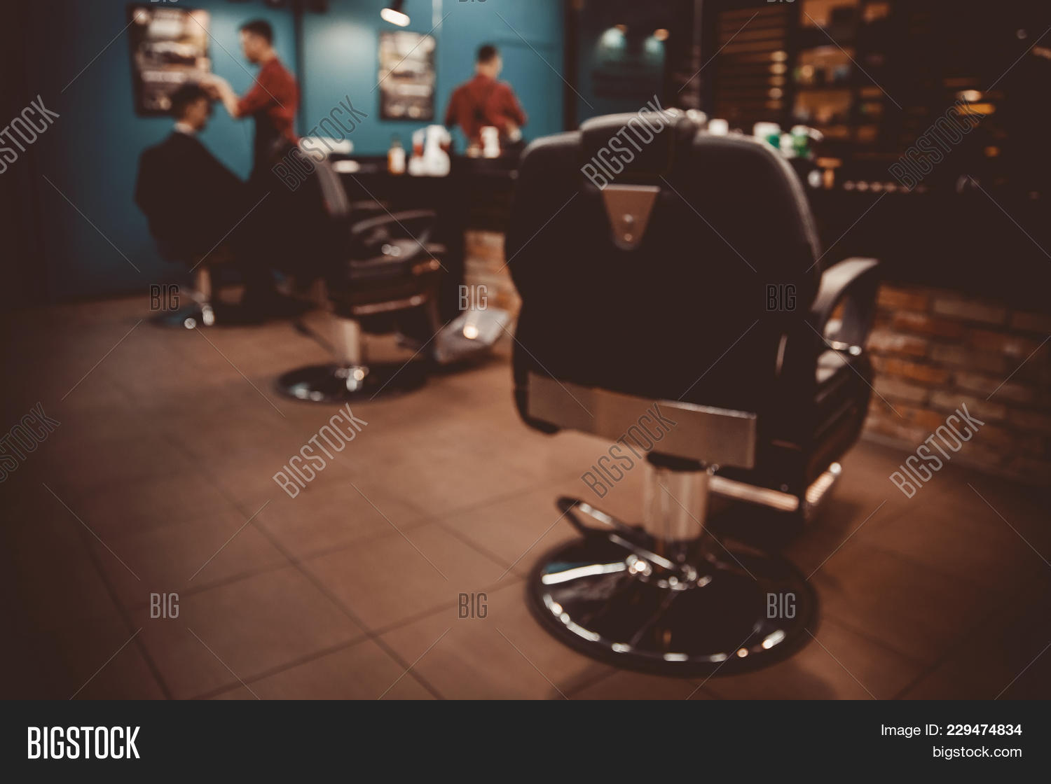 Barbershop. Blurred Background Modern Hairdresser And Hair Salon ...