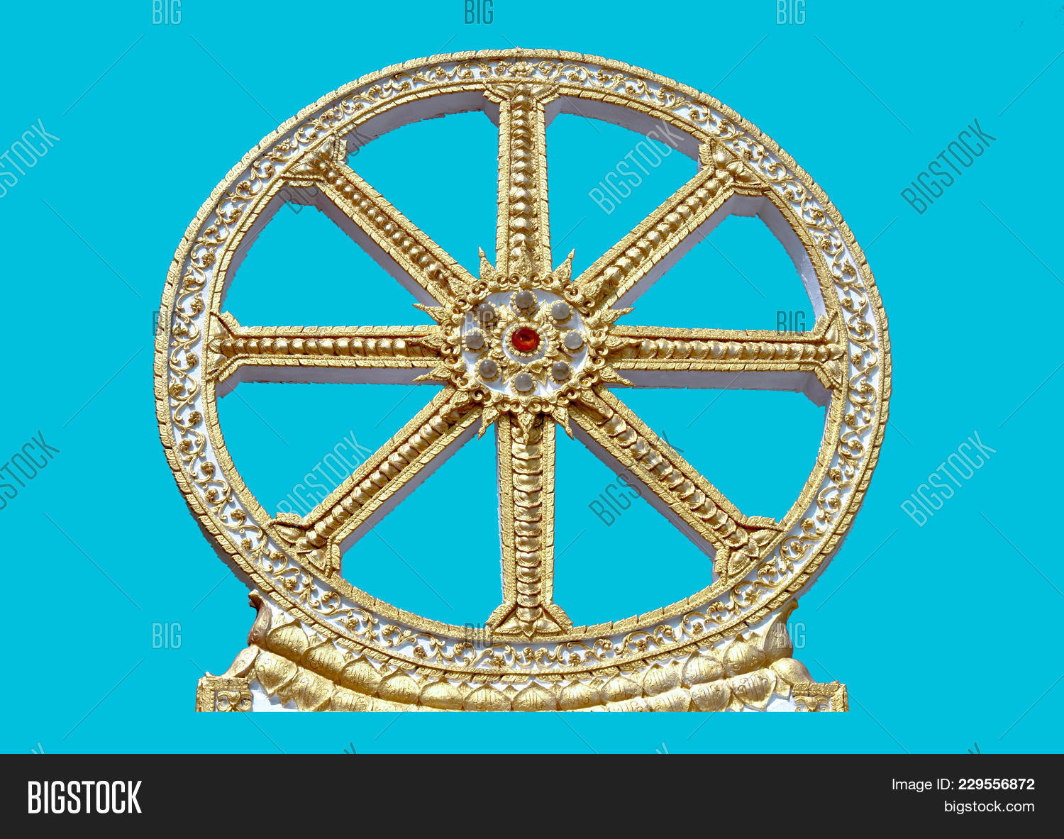 Dharmachakra , Wheel Of Dhamma Is In Thai Temple. image & stock photo ...