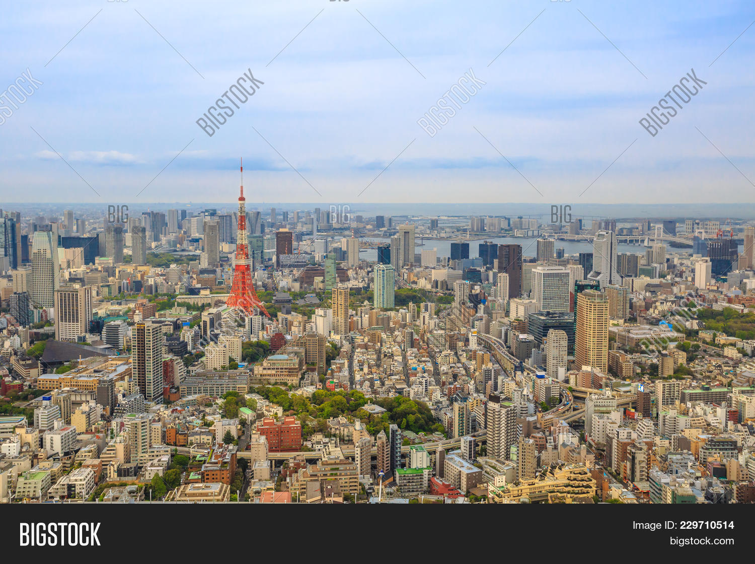 Aerial View Of Tokyo Skyline At Iconic Tokyo Tower From Mori Tower, The Modern Skyscraper And ...