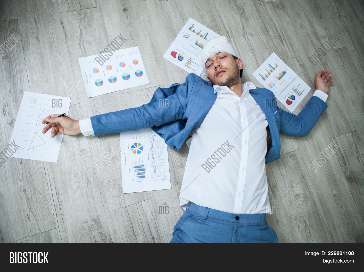 Business Man Fainted On Floor In Office. Unconscious Young Businessman ...