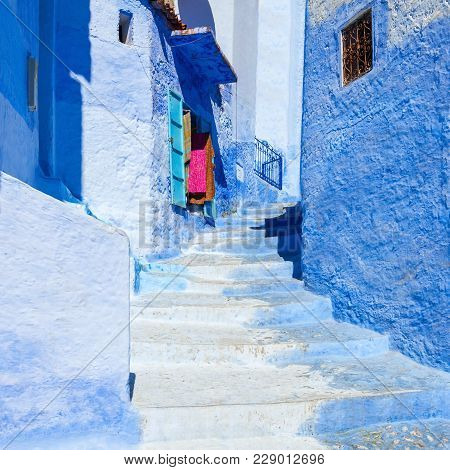 Traditional Blue Berber Houses In Chefchaouen, Morocco. Chefchaouen Is ...