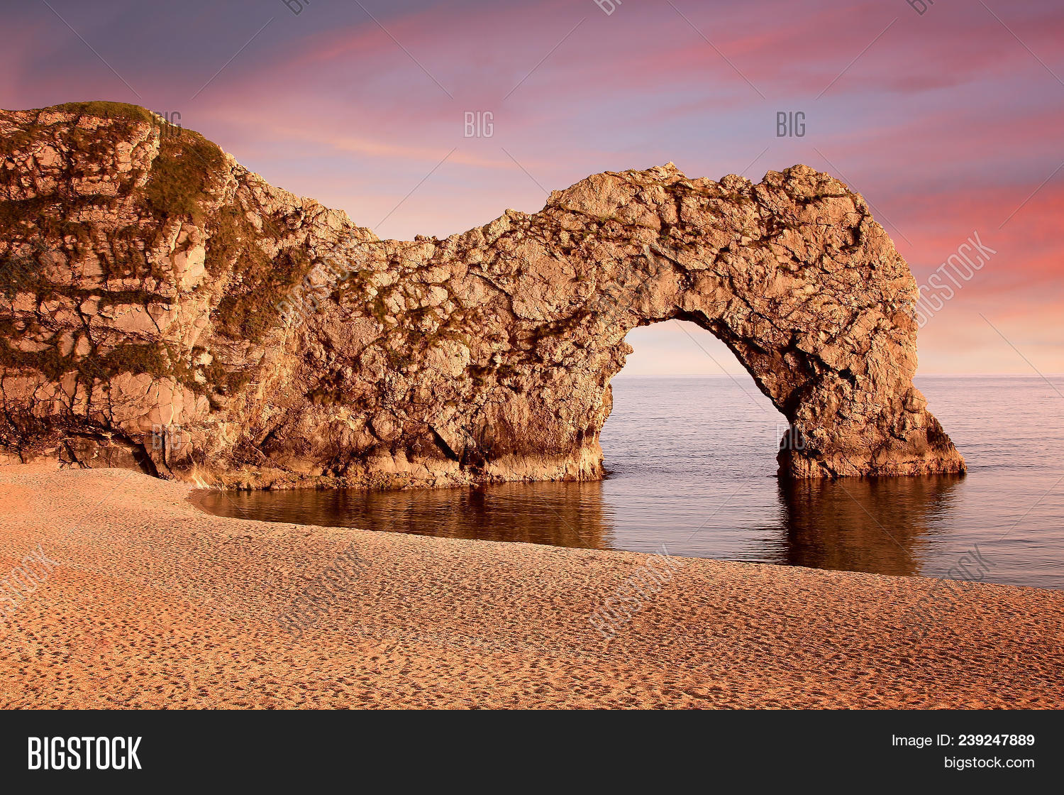 Sunset At The Beach, Durdle Door, Coastal Landscape Dorset With Famous ...