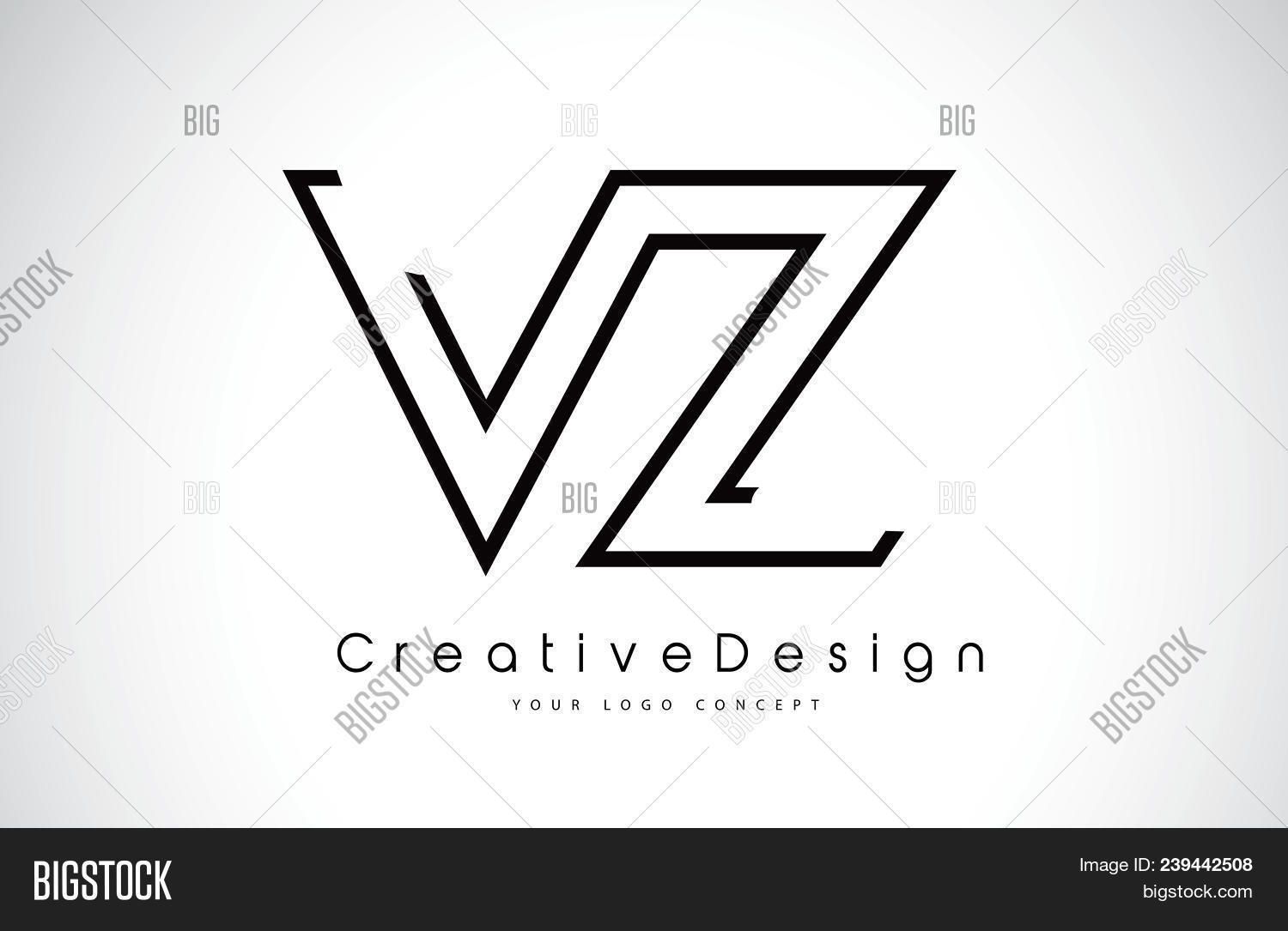 Vz V Z Letter Logo Design In Black Colors. Creative Modern Letters ...