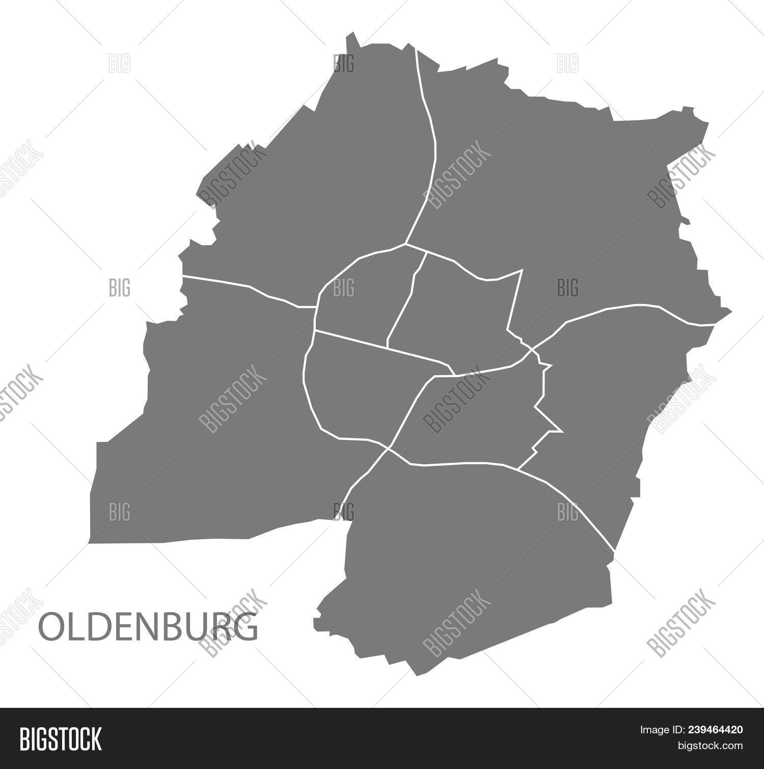 Oldenburg City Map With Boroughs Grey Illustration Silhouette Shape ...