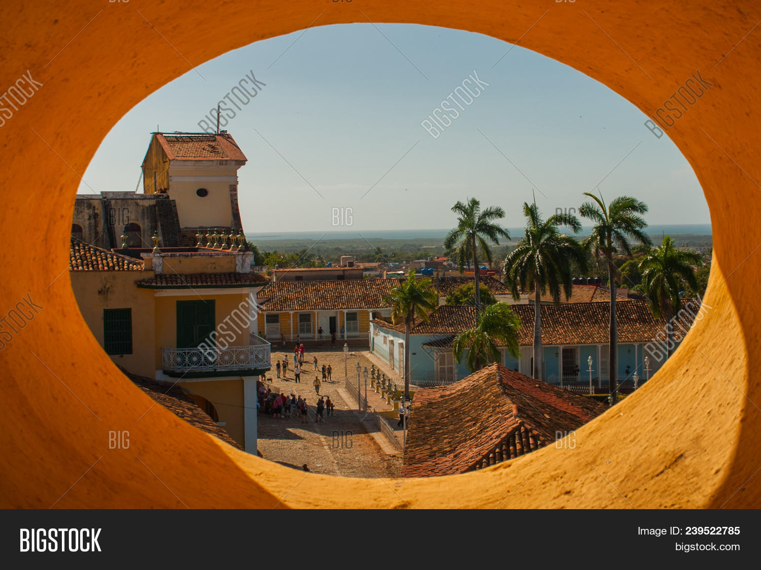 Top View Of The Cuban City From A Circular Window. Trinidad On Cuba ...