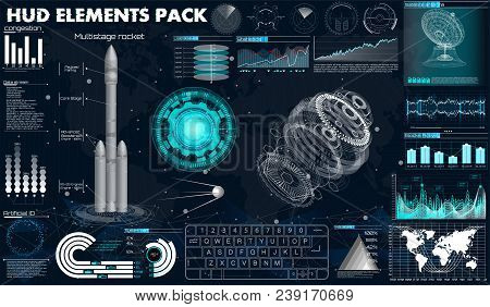 Space Launch Rockets, Instrument Panel, Grafics, Radars, Space Dish ...